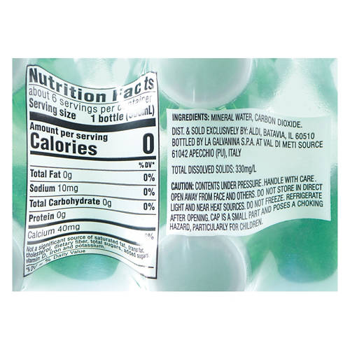 PurAqua Italian Sparkling Mineral Water - 6 pack, 16.9 fl oz Bottles